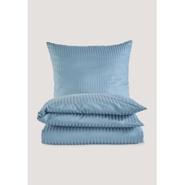 hessnatur Bettw&auml;sche Set SILKY TOUCH aus TENCEL Lyocell und Bio-Baumwolle in sturmblau | Gr.: 135/200 40/80