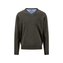 Fynch-Hatton Herren Strickpullovercypress, Gr. 4XL, meliert, unifarben, Strick, Obermaterial: 100% Baumwolle, Pullover, mit V-Ausschnitt