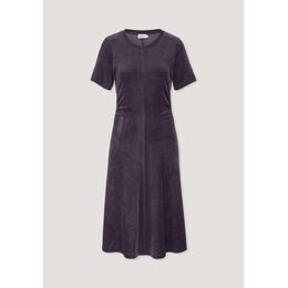 hessnatur Samt-Jerseykleid kniebedeckend Slim aus TENCEL Modal mit Bio-Baumwolle in dunkle traube | Gr.: 44