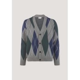 hessnatur Argyle Strick Cardigan Regular aus Schurwolle und Bio-Baumwolle in grau | Gr.: XXL