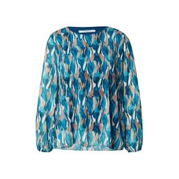 ZABAIONE Bluse Damen Gr&ouml;&szlig;e L cyanblau / hellbraun / offwhite