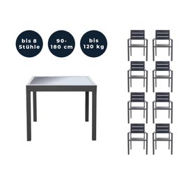 Home Deluxe Garten-Sitzgruppe ausziehbar VERANO MADERA - 180/90 x 90 cm 8 St&uuml;hle