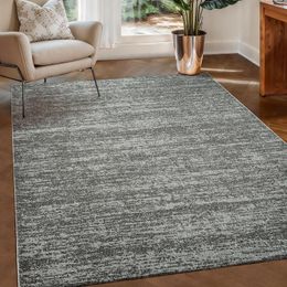 Sanat Teppich &raquo;Oslo, auch als L&auml;ufer und in Rund&laquo; rechteckig 10 mm H&ouml;he meliert robuster Kurzflor, Wohnzimmer, Schlafzimmer, auch als L&auml;ufer grau Kunstfaser