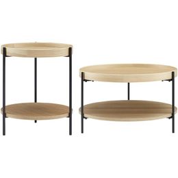 Salesfever Couchtisch &raquo;Chicago Couchtisch-Set rund 2-teilig mit 2 Ablagefl&auml;chen&laquo; Set, 2 Stk. tlg. Moderner Wohnzimmertisch mit zus&auml;tzlichem Stauraum 