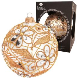 Weihnachtsbaumkugel &raquo;Weihnachtskugel Strassdesign silber 10cm&laquo; Dekoriert mit Liebe zum Detail Glas 10cm