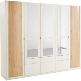 Priess Kleiderschrank mit gerundeten Elementen auf den Au&szlig;ent&uuml;ren wei&szlig; Holzwerkstoff B/H/T: 230cm x 193cm x 54cm, T&uuml;ren: 5 Stk.