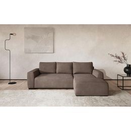 COTTA Ecksofa &raquo;Giro L-Form,B: 252 cm, abgerundete Kanten, bequeme Wellenunterfederung&laquo; +PUR Schaum, opt. Schlaffunktion + Bettkasten,LF 202x128cm 