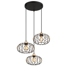 Globo LIGHTING H&auml;ngeleuchte &raquo;GREYS&laquo; E27 1 Stk. H&auml;ngeleuchte Schwarz/Metallgeflecht, Gold, E27 schwarz 3, &Oslash; 54,9cm H: 150cm, 1 Stk.