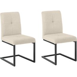 OTTO home Esszimmerstuhl &raquo;Geranie Freischwinger, Schwingstuhl&laquo; (Set) 2 Stk.mit 3D-Steppung, robustes Gestell, hochwertiger Stoff beige Polyester B/H/T