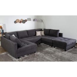 Collection AB Wohnlandschaft &raquo;Toni U-Form, B: 298 cm, Liegefl. 282x178cm&laquo; Set 2tlg. Sofa + Hocker, mit Schlaffunktion, Federkern, 3 Zierkissen 100%