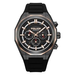 Police Herren Chronograph &raquo;Steward&laquo; Quarzuhr, Armbanduhr, Herrenuhr, Silikonarmband, analog, Stoppfunktion rosa Einheitsgr&ouml;&szlig;e
