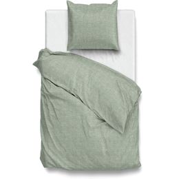 ZO HOME Bettw&auml;sche &raquo;Zohome Bettw&auml;sche Lino&laquo; 2 Stk. Bettw&auml;sche aus 100% Baumwolle, hochwertige Renforc&eacute;, ab 135x200 cm. gr&uuml;n Renforc&eacute;, Obermaterial: 