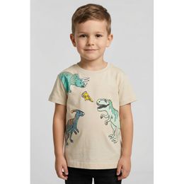Blue Seven Jungen T-Shirt Basic-Passform, bedruckte Optik, Allover-Druck, aus reiner Baumwolle beige 98