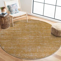 Sanat Teppich &raquo;Oslo, auch als L&auml;ufer und in Rund&laquo; rund 10 mm H&ouml;he meliert robuster Kurzflor, Wohnzimmer, Schlafzimmer, auch als L&auml;ufer gelb Kunstfaser &Oslash; 