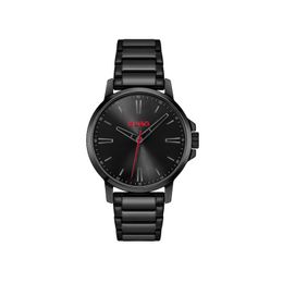 Hugo Herren Hugo Quarzuhr &raquo;#SMOOTH&laquo; Armbanduhr, Herrenuhr, Edelstahlarmband, analog schwarz Einheitsgr&ouml;&szlig;e