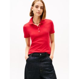 Tommy Hilfiger Damen Poloshirt &raquo;1985 Slim Fit Pique Premium&laquo; mit Logostickerei, mit Seitenschlitzen rot XL (42)