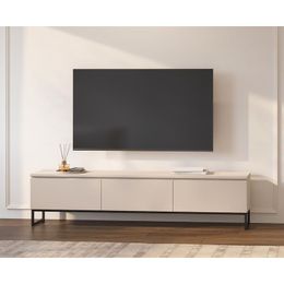 OTTO home Lowboard &raquo;Modo II, Breite 200 cm, modernes griffloses Lowboard 3 Klappen&laquo; TV-Kommode mit viel Stauraum, Metallkufen beige Holzwerkstoff, 