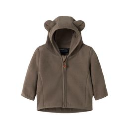 name it Jungen Kapuzenfleecejacke &raquo;NBNMEEKO FLEECE JACKET MELANGE&laquo; mit Kapuze Fleece, Rei&szlig;verschluss mit Kinnschutz braun 80