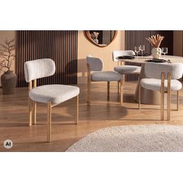 Design Stuhl BELLANO creme beige Chenille Cremona Metallgestell Eiche Polsterstuhl Riess-Ambiente Esszimmerstuhl K&uuml;chenstuhl Natur Retro Rustikal