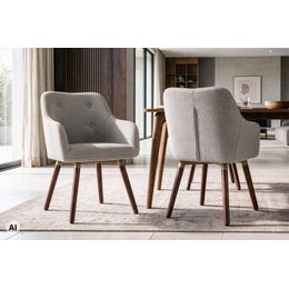 Nordischer Stuhl SCANDINAVIA MEISTERST&Uuml;CK taupe braun Strukturstoff Massivholzbeine Riess-Ambiente Esszimmerstuhl K&uuml;chenstuhl Modern Skandinavisch