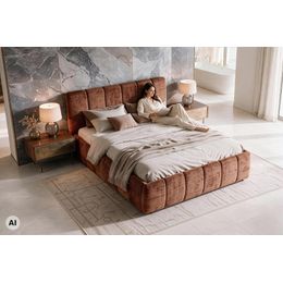Design Boxbett ADLON 180x200cm rostbraun Chenille Cremona mit Stauraum und Lattenrost Riess-Ambiente Landhaus Modern Skandinavisch