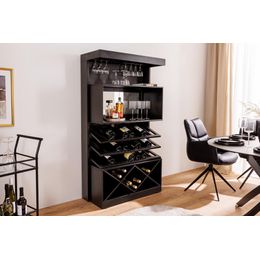 Massiver Barschrank SCORPION 160cm schwarz Mangoholz Hausbar Spiegel und Flaschenregal Riess-Ambiente Industrie & Loft Modern