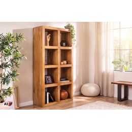 Riess Ambiente Massives Regal MAKASSAR 180cm braun honey finish Mangoholz 8 F&auml;cher handmade Riess-Ambiente Landhaus Maritim Natur Rustikal
