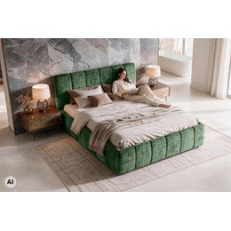 Design Boxbett ADLON 180x200cm petrol gr&uuml;n Chenille Cremona mit Stauraum und Lattenrost Riess-Ambiente Modern Skandinavisch