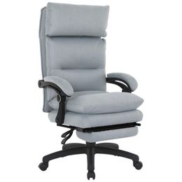 Venda Chefsessel, Hellgrau, Metall, Kunststoff, Textil, Drehkreuz, 63.5x114-122x70 cm, Sitzfl&auml;che 360&deg; drehbar, inklusive Armlehnen, ausziehbare Fu&szlig;st&uuml;tze, Arbeitszimmer, B&uuml;rost&uuml;hle, Chefsessel