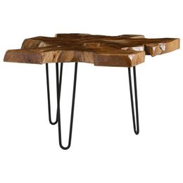 Livetastic Beistelltisch, Natur, Holz, Metall, Teakholz, vollmassiv, Freiform, A-Form, 80x46x80 cm, Wohnzimmer, Wohnzimmertische, Beistelltische, Beistelltische Metall