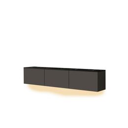 Livetastic Lowboard Neon TV-M&ouml;bel, Anthrazit, Schwarz, Holzwerkstoff, Uni, warmwei&szlig;, 160x35x32 cm, Beleuchtung, h&auml;ngend, Wohnzimmer, Wohnw&auml;nde, Lowboards, Lowboards h&auml;ngend