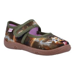 Richter M&auml;dchen Hausschuh "Mia", Gr. 27, gr&uuml;n, Baumwolle, Schuhe, Kinderschuh mit seitlichem Label, Gr&ouml;&szlig;enschablone zum Download