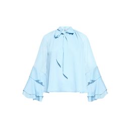 Vera Mont Damen Chiffonbluse "Damen mit Volant", blau, Gr. 36, Chiffon, Obermaterial: 100% Polyester, Blusen