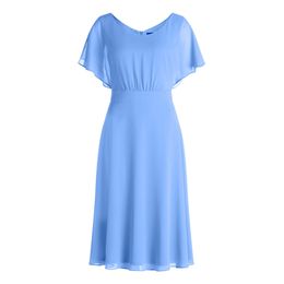 Vera Mont Damen Cocktailkleid "Damen kurzarm", blau, Gr. 38, Chiffon, Obermaterial: 100% Polyester. Futter: 100% Polyester, Kleider, Raffung
