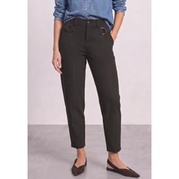 Street One Damen Stoffhose, braun, Gr. 34, unifarben, Stoff, 61% Viskose, 32% Polyamid, 7% Elasthan, Hosen, mit Schnallen