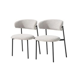 home24 Polsterstuhl PODINGTON 2er-Set in Hellgrau | Gr.: onesize