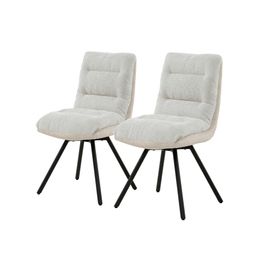 home24 Polsterstuhl Etla 2er-Set in Creme | Gr.: onesize