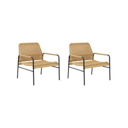 Beliani 2er-Set Sessel PRASIMO in Naturfarben/Beige/Schwarz | Gr.: onesize