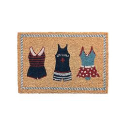 Beliani Fu&szlig;matte MAKATI in Naturfarben/Rot/Blau - (W) 40 x (L) 60 cm | Gr.: onesize