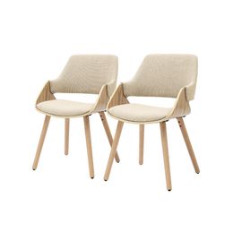 home24 Armlehnenstuhl RIFFLES 2er-Set in Beige | Gr.: onesize