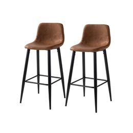 home24 Barstuhl Pohang (2er-Set) in Braun | Gr.: onesize