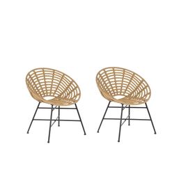 Beliani 2er-Set Cocktailsessel ACERRA in Naturfarben/Beige/Schwarz | Gr.: onesize