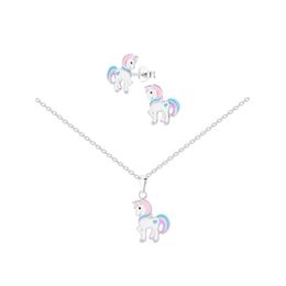 Alexander York Kinderschmuck-Set EINHORN HERZ hellrosa in 925 Sterling Silber, 4-tlg. in silber | Gr.: onesize