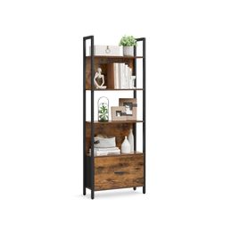 VASAGLE B&uuml;cherregal Barnet in Vintagebraun, Schwarz - (B)24 x (H)165.4 x (T)62 cm | Gr.: onesize