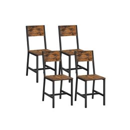 VASAGLE 4er-Set: Esszimmerstuhl Barnet in Braun-Schwarz - (B)46.6 x (H)87.1 x (T)36 cm | Gr.: onesize