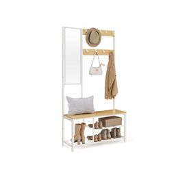 VASAGLE Garderobenst&auml;nder Dacey in Eichenfarbe-Wei&szlig; - (B)98 x (H)185 x (T)36 cm | Gr.: onesize