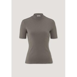 hessnatur Mock-Neck Shirt Slim aus Bio-Baumwolle in silbergr&uuml;n | Gr.: 40