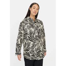 Camel Active Hemdbluse mit Blumenprint aus Baumwolle in Schwarz | Gr.: XXL