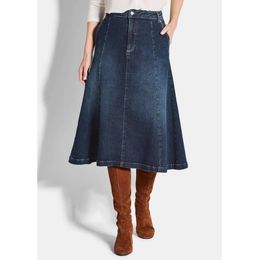GOLDNER Bequemer Denim-Rock mit Formbund in dunkelblau | Gr.: 46