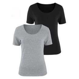 Vivance by Lascana T-Shirt in grau-meliert, schwarz | Gr.: 44-46